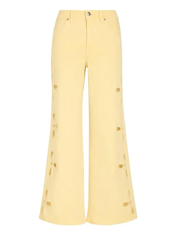 Good American Embroidered Wide-leg Denim Jeans - Yellow