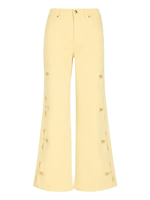 Good American Embroidered Wide-leg Denim Jeans - Yellow