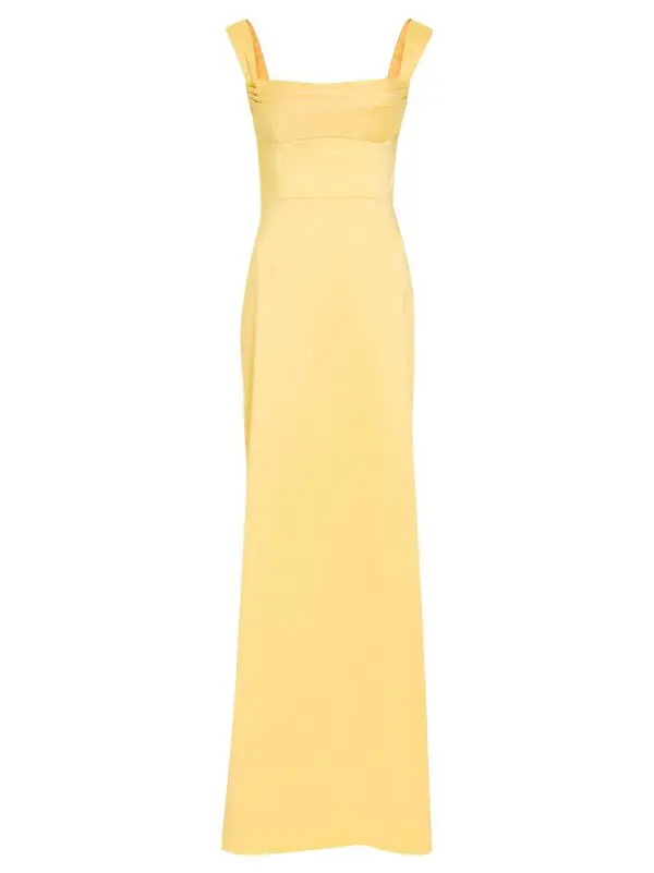 Rebecca Vallance Mandy Pleated Slubbed-poplin Maxi Dress - Yellow