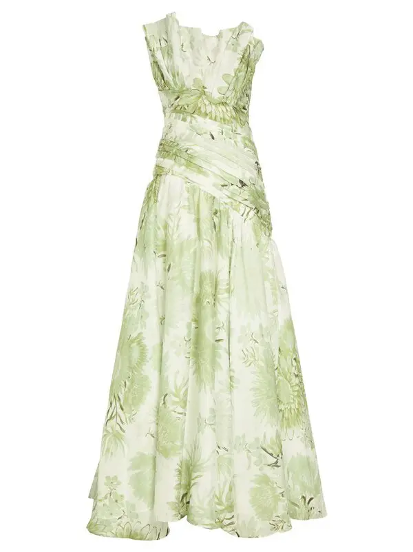 Aje Reflector Floral-print Woven Gown - Green