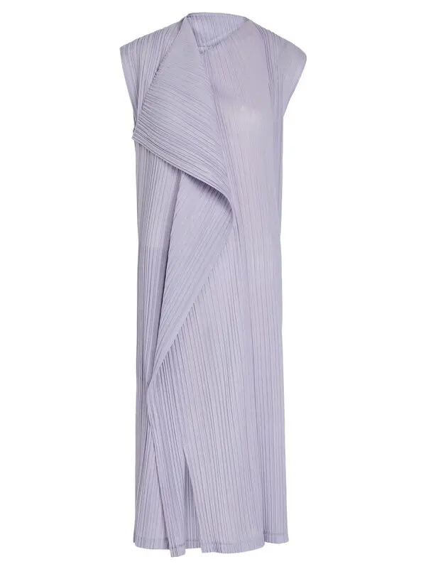 Issey Miyake Pleated Draped Woven Midi Dress - Light Purple
