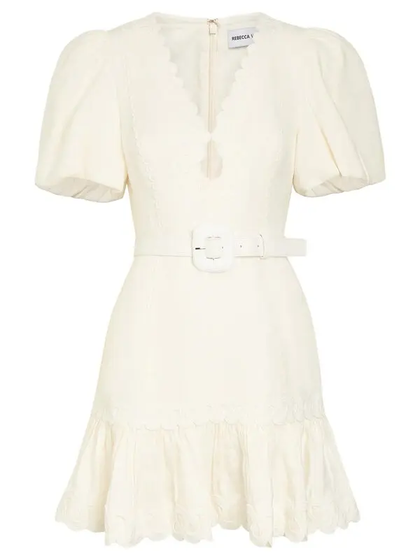 Rebecca Vallance Appliquéd Linen-blend Mini Dress - Ivory