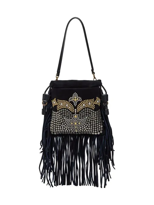 Etro Stud-embellished Suede Shoulder Bag - Blue