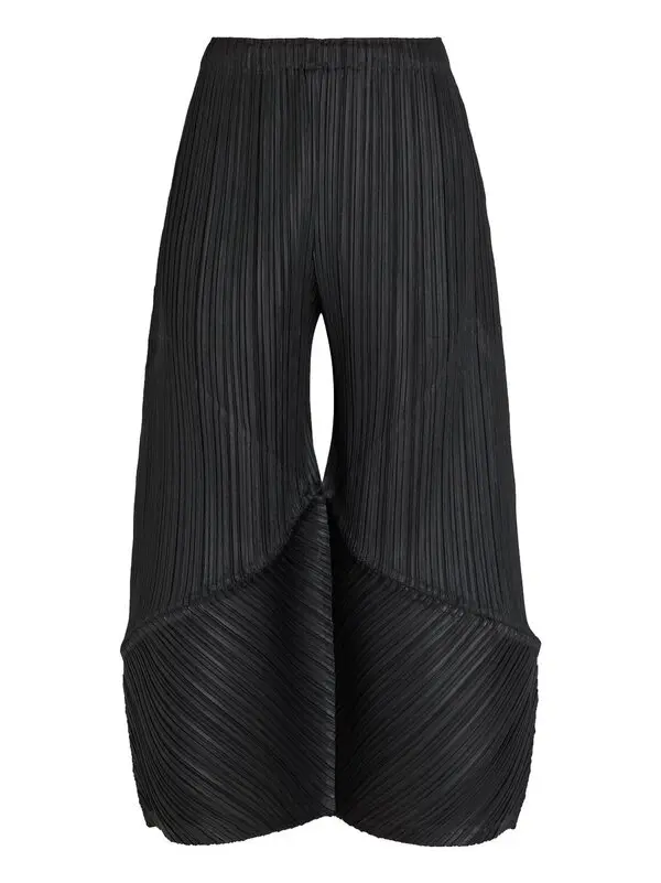Issey Miyake Pleated Wide-leg Cropped Woven Trousers - Black