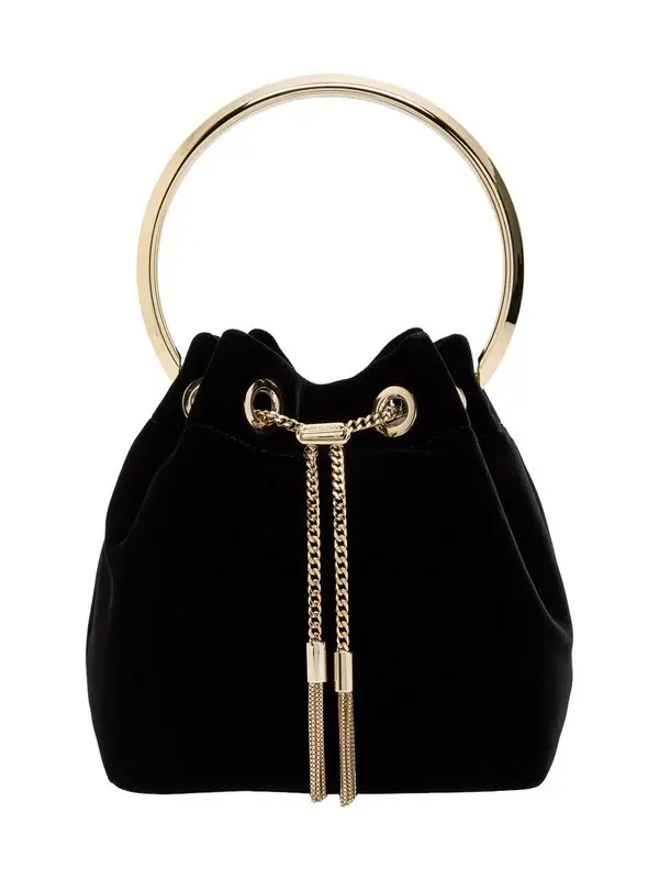 JIMMY CHOO Bon Bon Velvet Top Handle Bag - Black