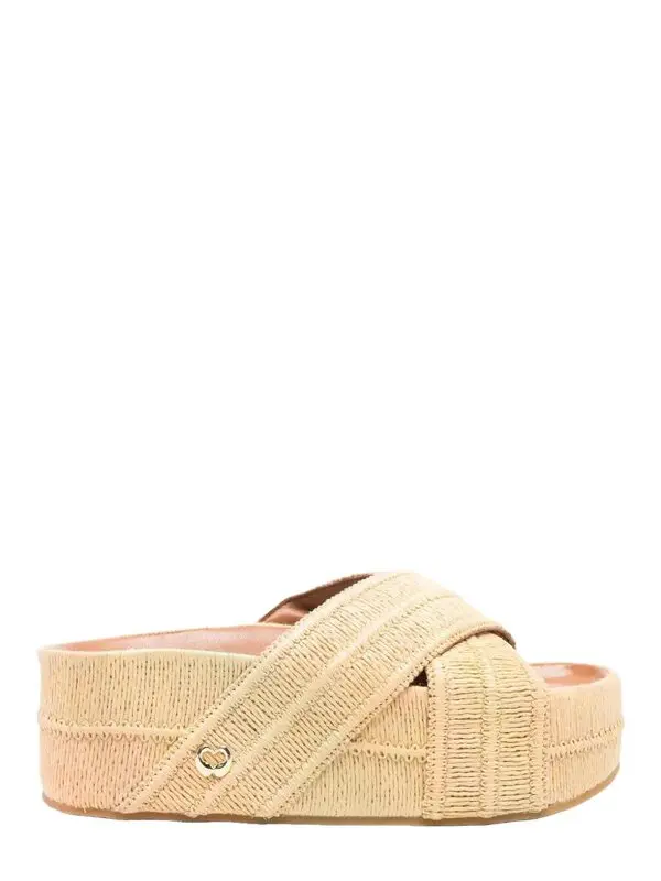 Maje Woven Crossover Mules - Neutrals
