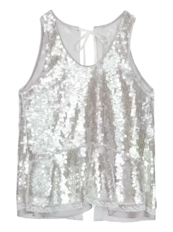 3.1 Phillip Lim Sequin Embellished Ribbon Top - Silver
