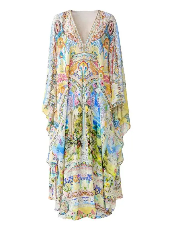 Camilla Floral-print Kaftan - Neutrals