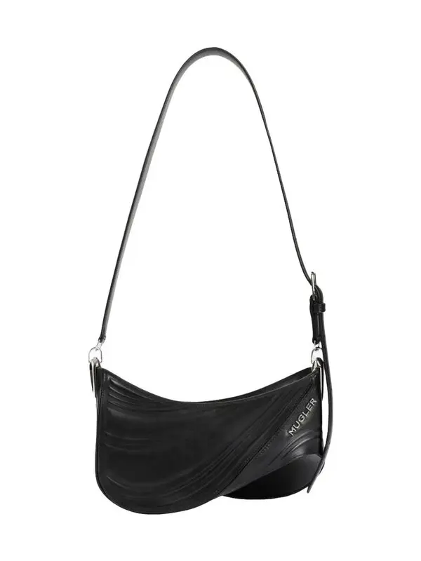 MUGLER Ruched-detail Crossbody Bag - Black