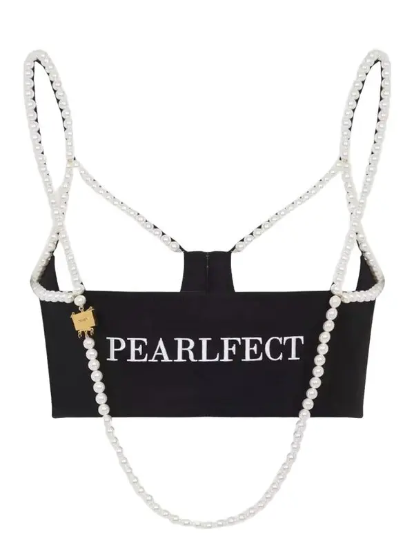 Moschino Pearl-detail Top - Black