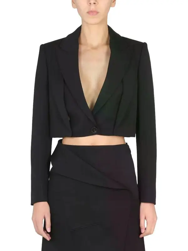 Alexander McQueen Cropped Blazer - Black