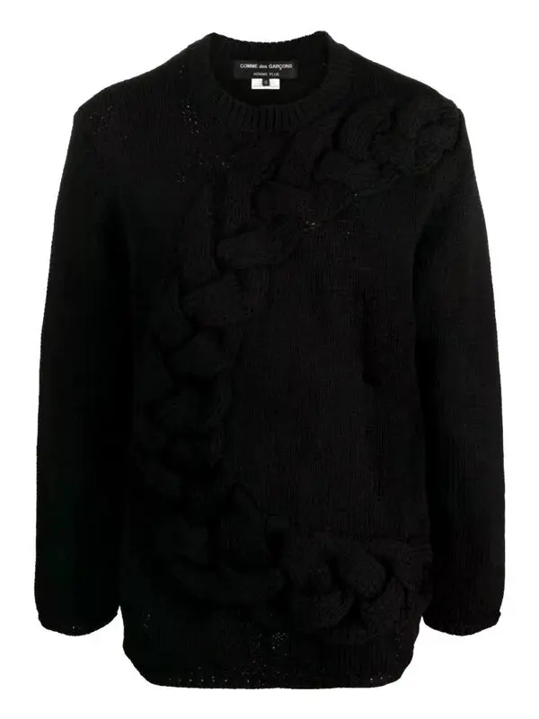 Comme Des Garçons Cable-knit Crewneck Sweater - Black