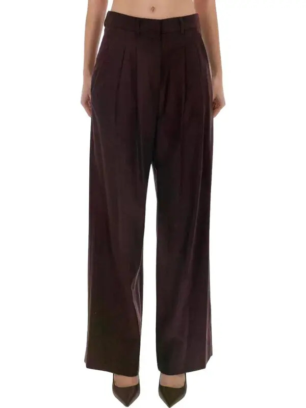 PT TORINO Pleated Wide Leg Trousers - Red