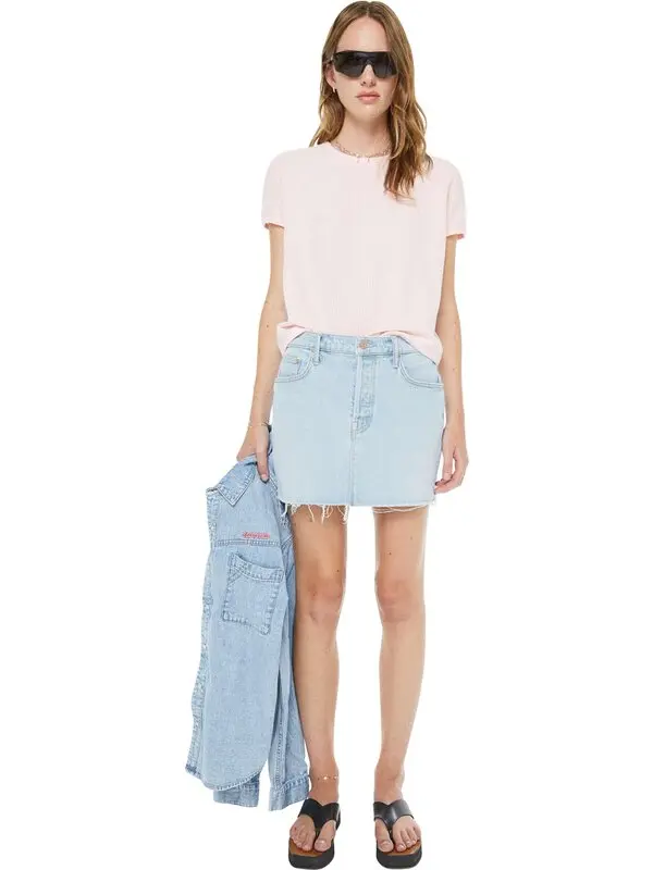 MOTHER The Vagabond Mini Fray Skirt - Light Blue