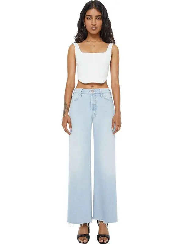 MOTHER Petite The Lil Hustler Roller Skimp Fray Jeans In Bring The Cooler - Light Blue