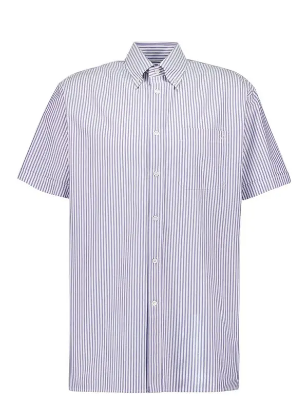 Valentino Garavani Striped Cotton Short-sleeved Shirt - Blue