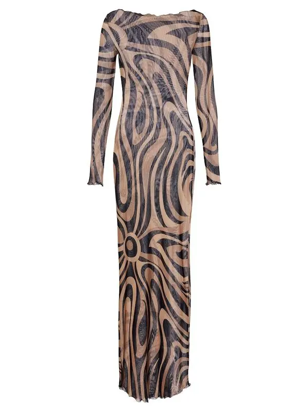 Emilio Pucci Marmo Tulle Maxi Dress - Beige