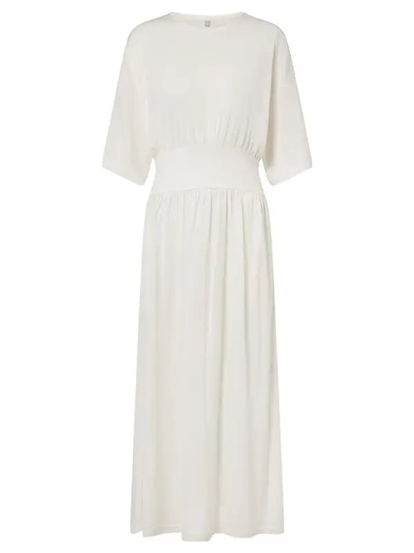 TOTEME Cotton And Silk Jersey Midi Dress - White