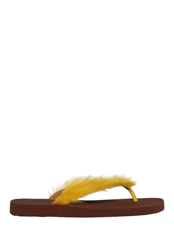 Marni Pony Hair Flip-flop Sandals - Yellow