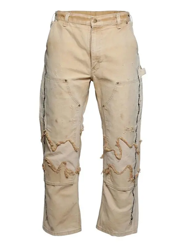 WARREN LOTAS Barbed Wire Reconstructed Vintage Carhartt Double Knee Pants - Tan