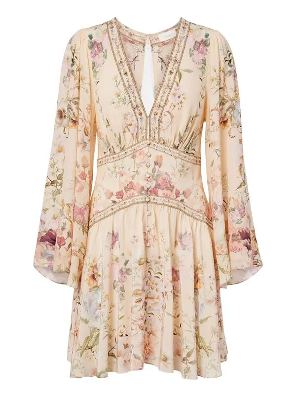 Camilla Embellished Floral Silk Minidress - Multicoloured