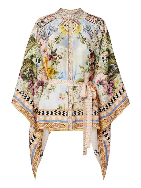Camilla Embellished Printed Silk Blouse - Multicoloured