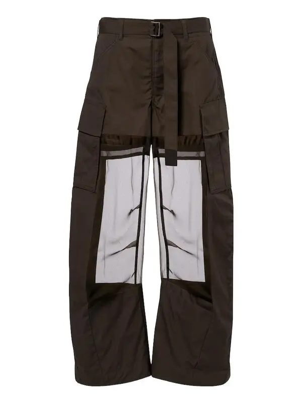 Sacai Paneled Cotton Cargo Pants - Green