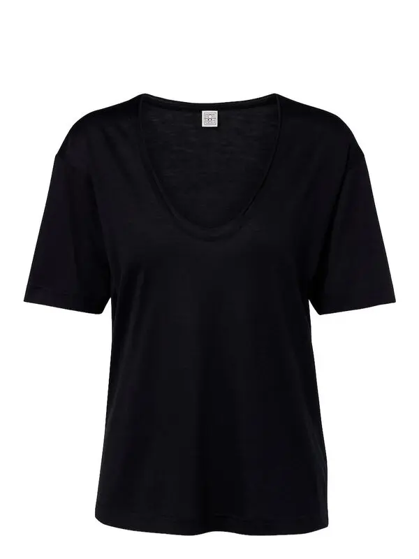 TOTEME Cotton And Silk Jersey T-shirt - Black