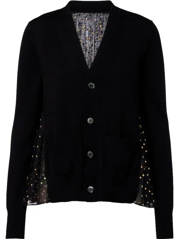 Sacai Printed Cotton Cardigan - Black