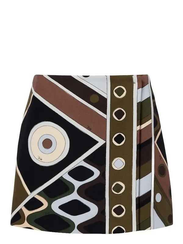Emilio Pucci Vivara Virgin Wool Canvas Wrap Skirt - Multicoloured