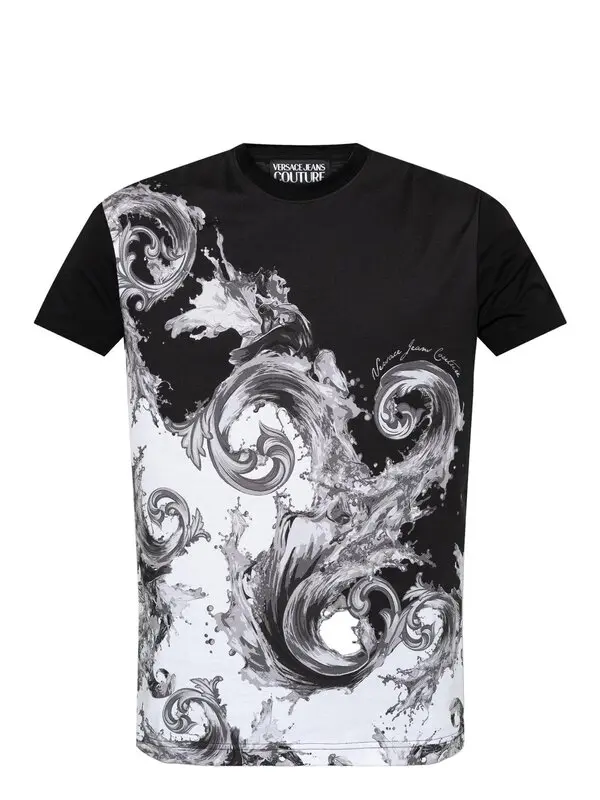 Versace T-shirt With "barocco" Print - Black
