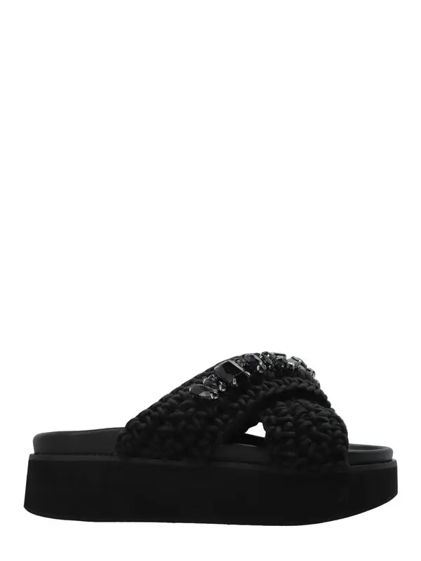 Inuikii Woven Platform Slides - Black