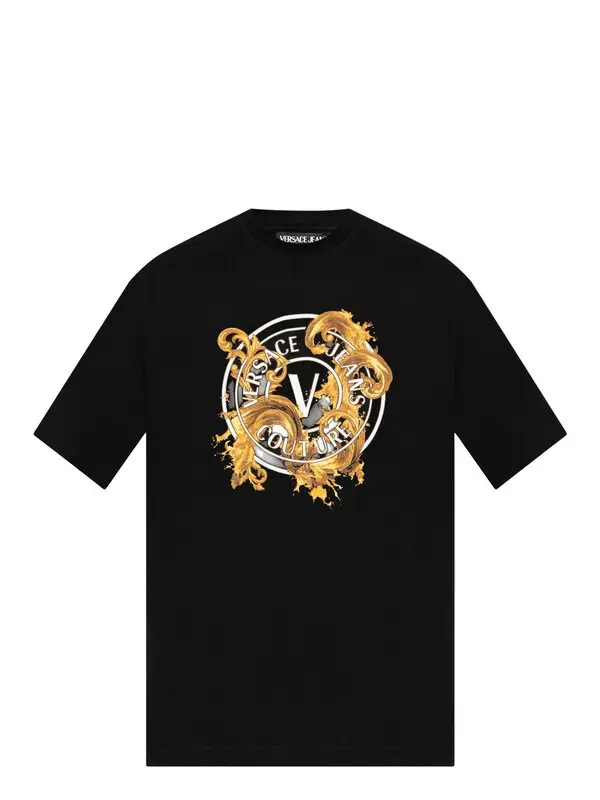Versace T-shirt With Printed Logo - Black