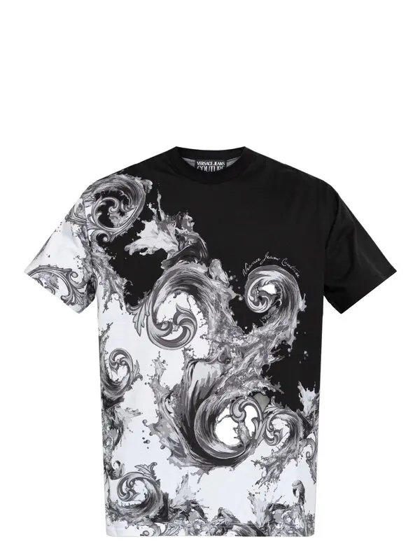 Versace T-shirt With 'barocco' Print - Black