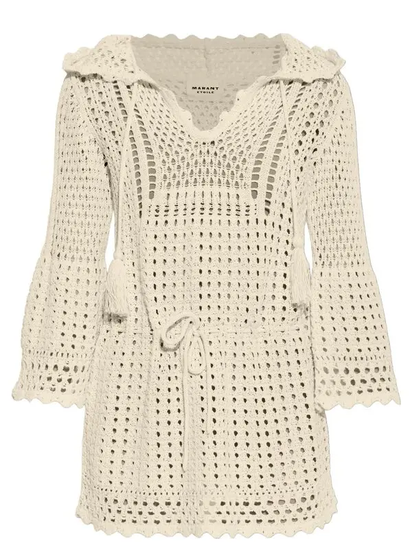MARANT ETOILE Zelnie Crochet Knit Mini Dress - Cream