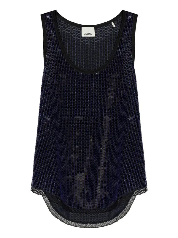 Isabel Marant Renelle Sequined Top - Navy Blue