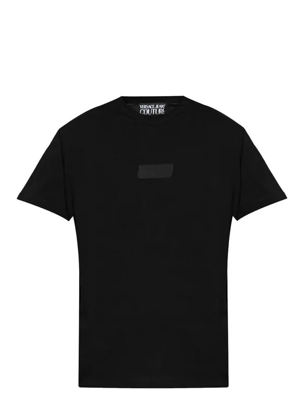 Versace T-shirt With A Rubber Logo Patch - Black