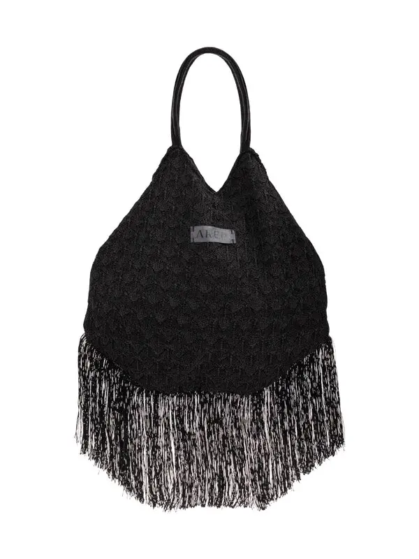 AKEP Logo Shopper Bag With Fringes - Black