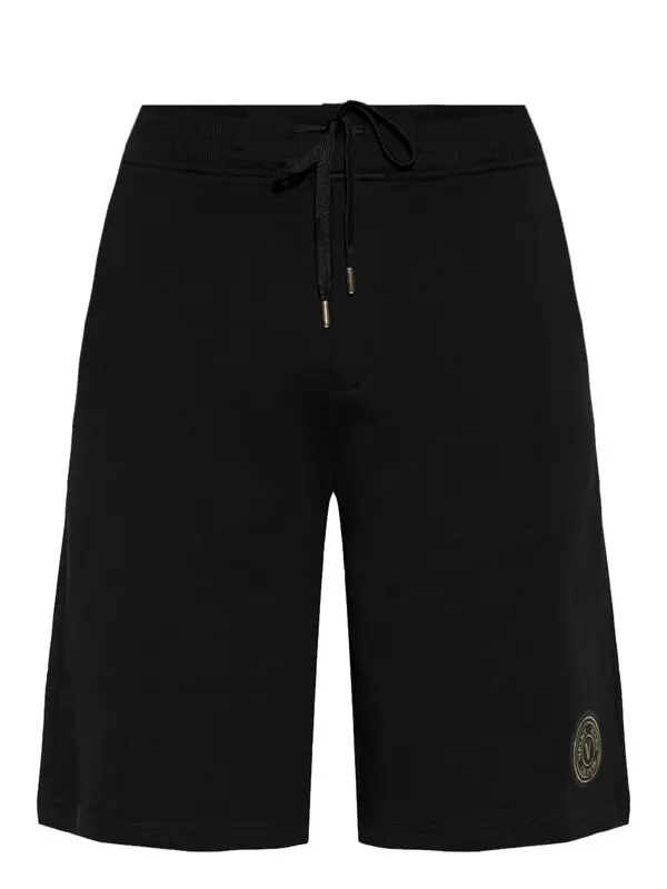 Versace Sweat Shorts With Logo Patch - Black