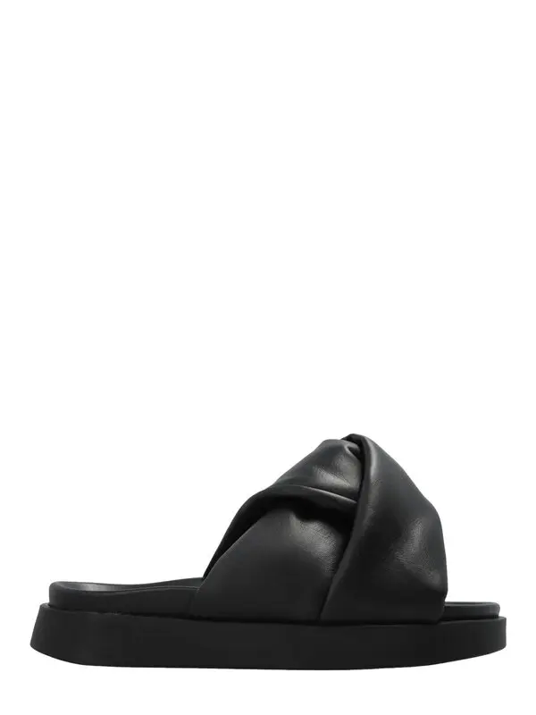 Inuikii Soft Crossed Leather Slides - Black
