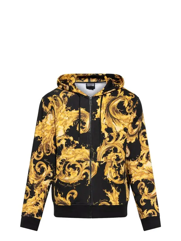Versace Barocco Print Zip-up Sweatshirt - Yellow