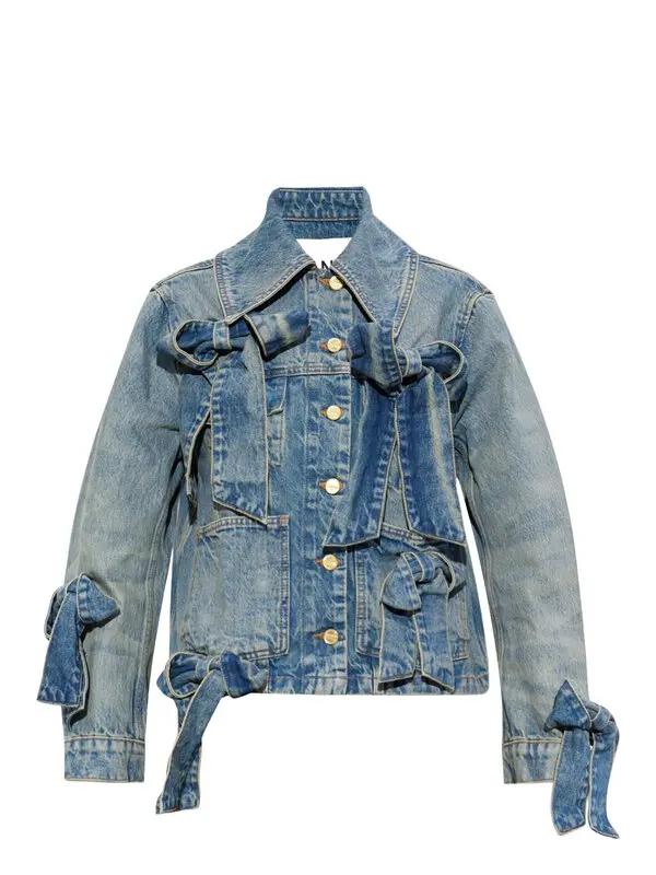 GANNI Denim Jacket With Bows - Blue