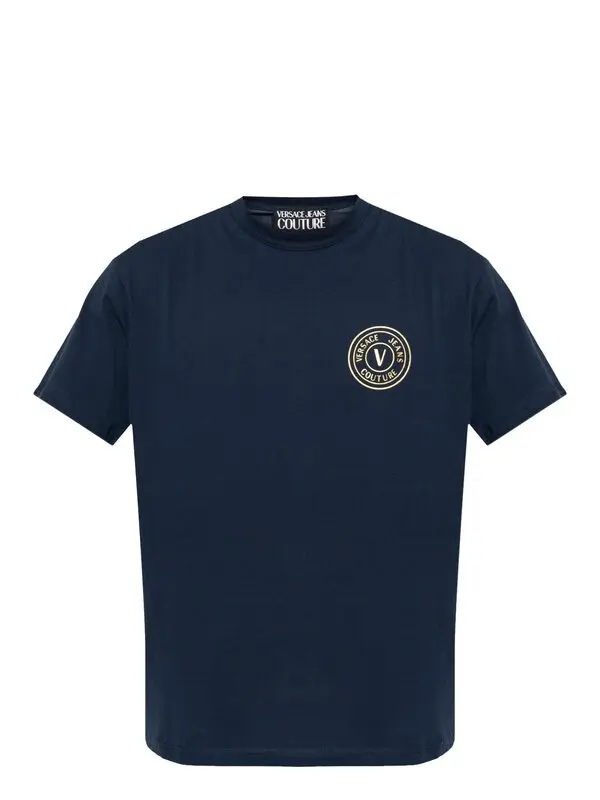 Versace T-shirt With Printed Logo - Navy Blue