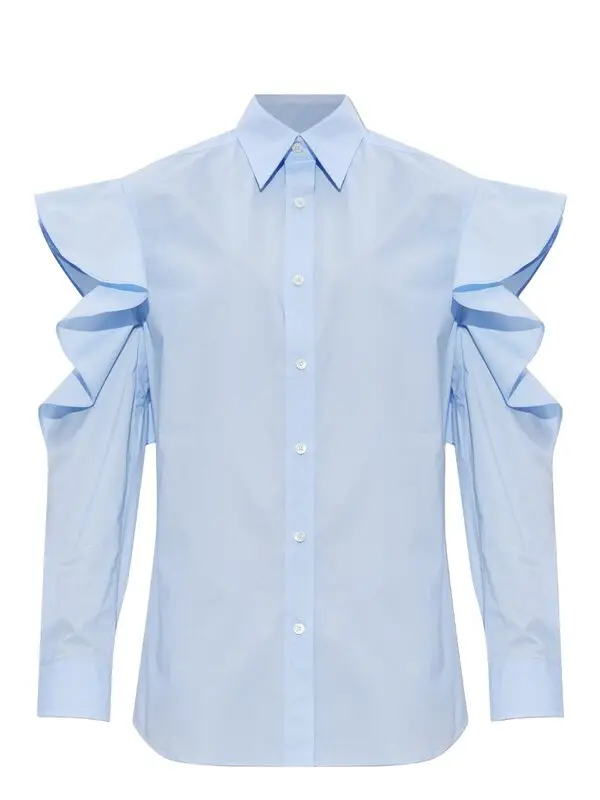 Moschino Shoulder Ruffle Shirt - Light Blue