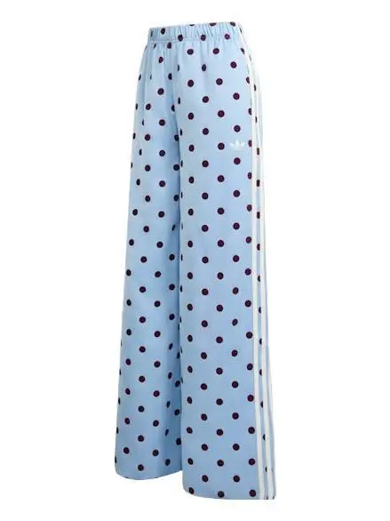 Adidas Satin Polka Dot Wide Leg Pants - Clear Sky Blue