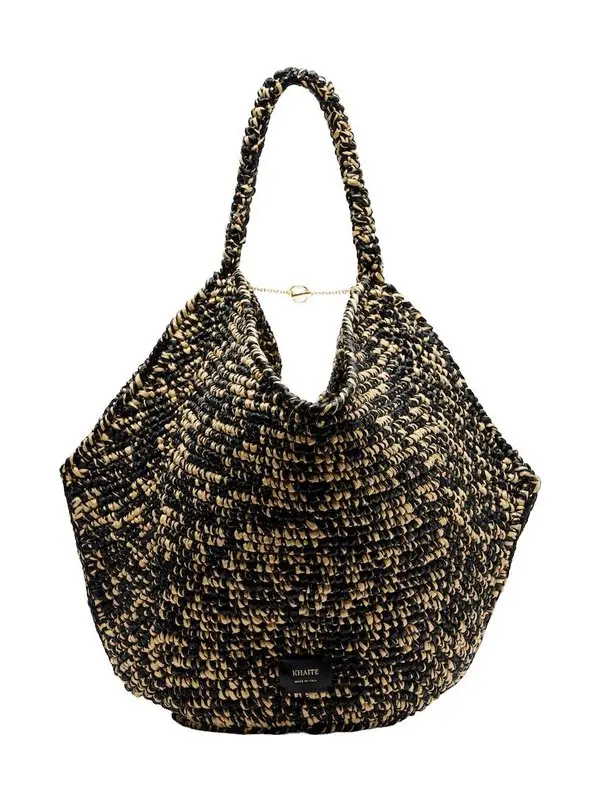 Khaite Lotus Medium Raffia Tote Bag - Black