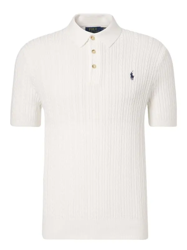 Polo Ralph Lauren Cable-knit Cotton Polo Shirt - White