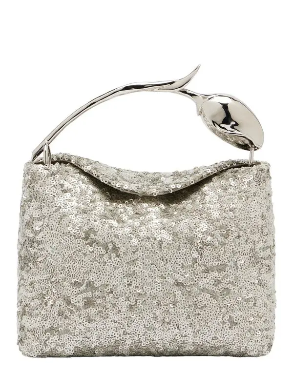 Erdem Bloom Mini Sequined Top-handle Bag - Silver