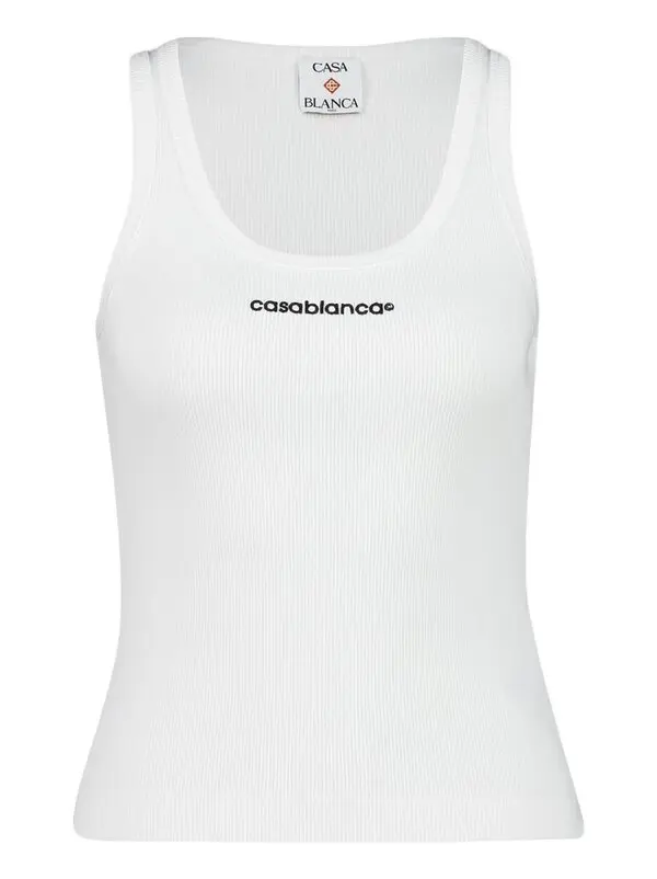 Casablanca Ribbed Organic Cotton Tank Top - White