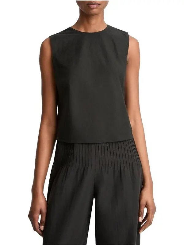 Vince Linen Crew Neck Tank - Black